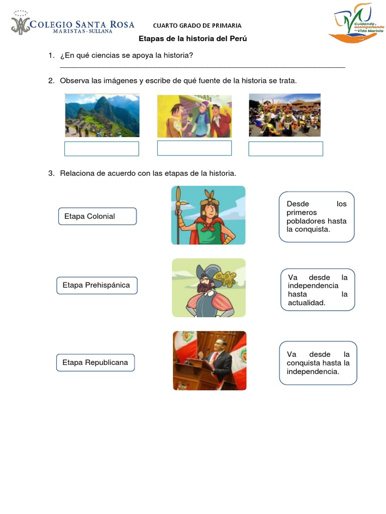 Etapas de La Historia Del Perú - FICHA | PDF