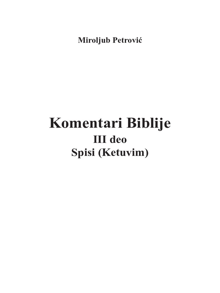 SPISI - Miroljub Petrovic, Komentari Biblije | PDF