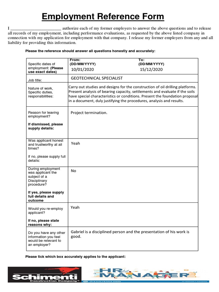 Employment Reference Form - TerraLab | PDF | Business
