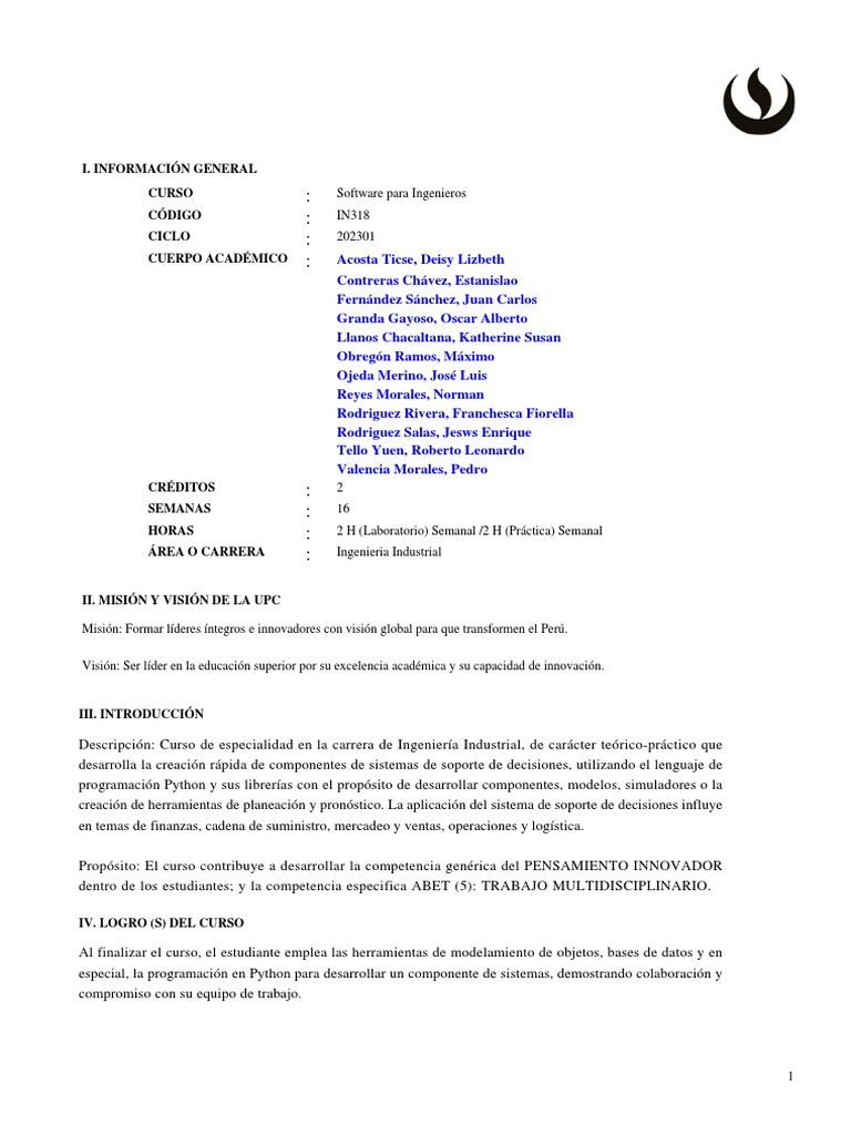 IN318 Software para Ingenieros 202301 PDF | PDF | Objeto (informática) | Python (lenguaje de ...
