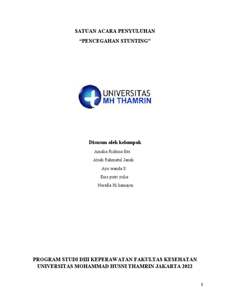 Sap Pencegahan Stunting - Rsud PS Rebo | PDF