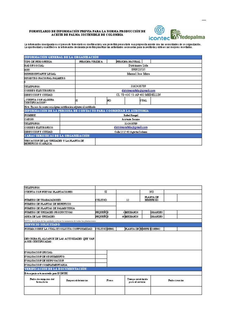 Formulario de información Previa NE001 y NE002 | PDF