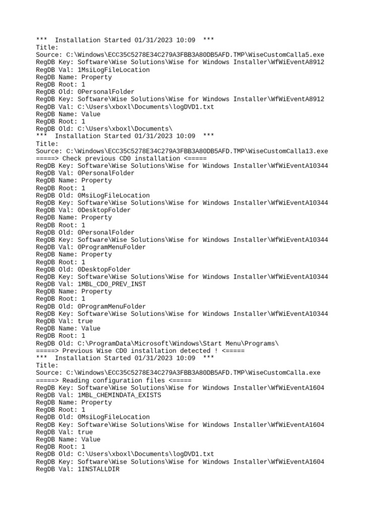 Wise Installation Log Recording the Copying of Files from DVD1 | PDF | Installation (Computer ...