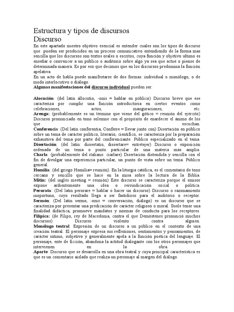 Estructura y Tipos de Discursos | PDF | latín