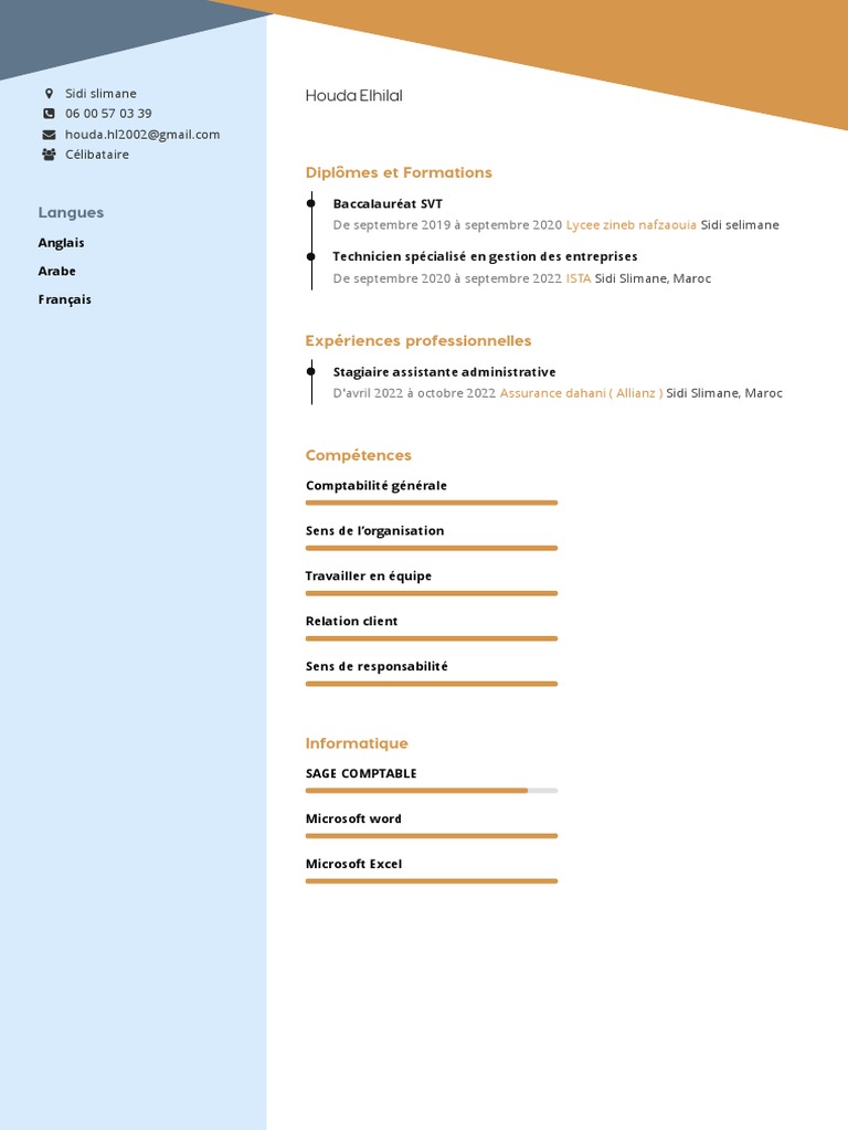 CV 2022-11-07 Houda Elhilal PDF | PDF
