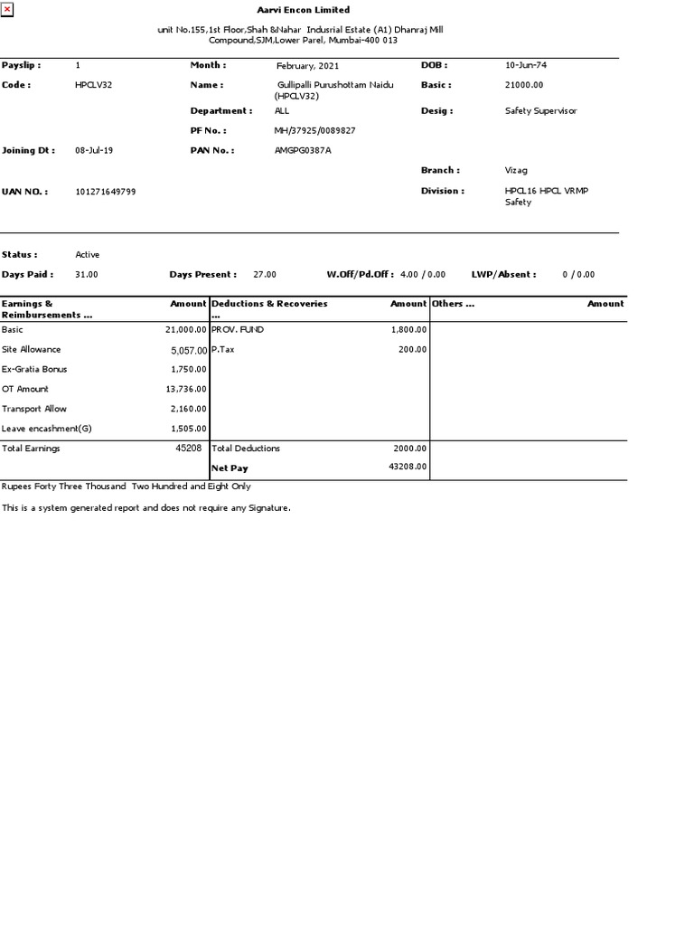 Payslip Multi Format 3 New | PDF | Taxes | Government Finances