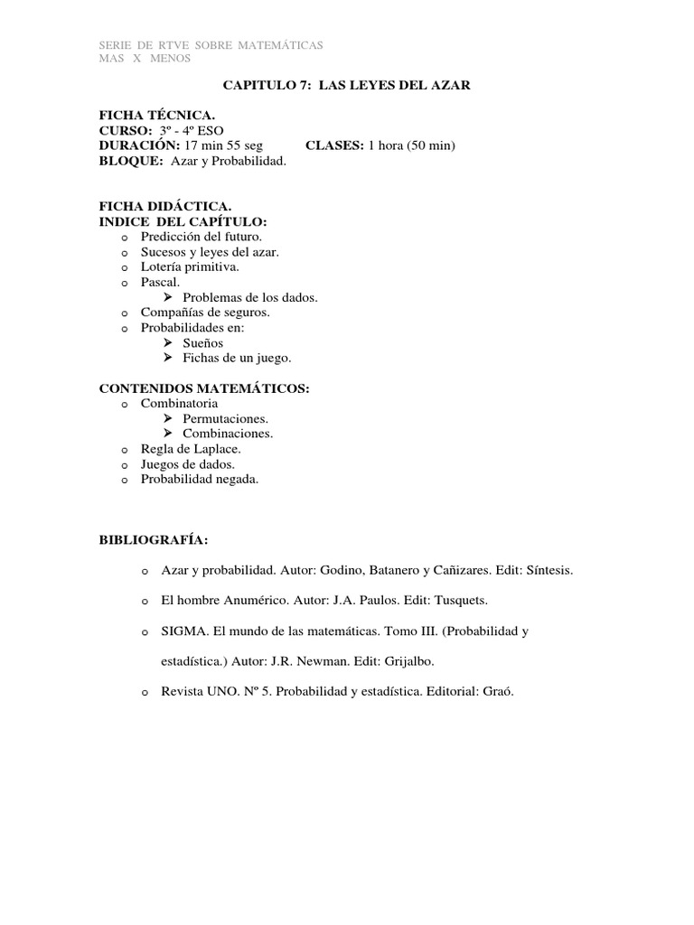 CAP 7 La Leyes Del Azar | PDF | Adultos jóvenes