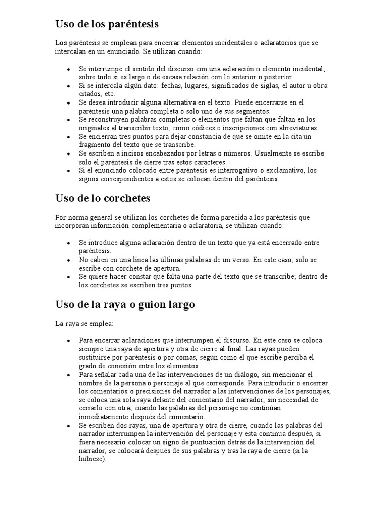 Uso de los paréntesis | PDF | Lingüística | Escritura