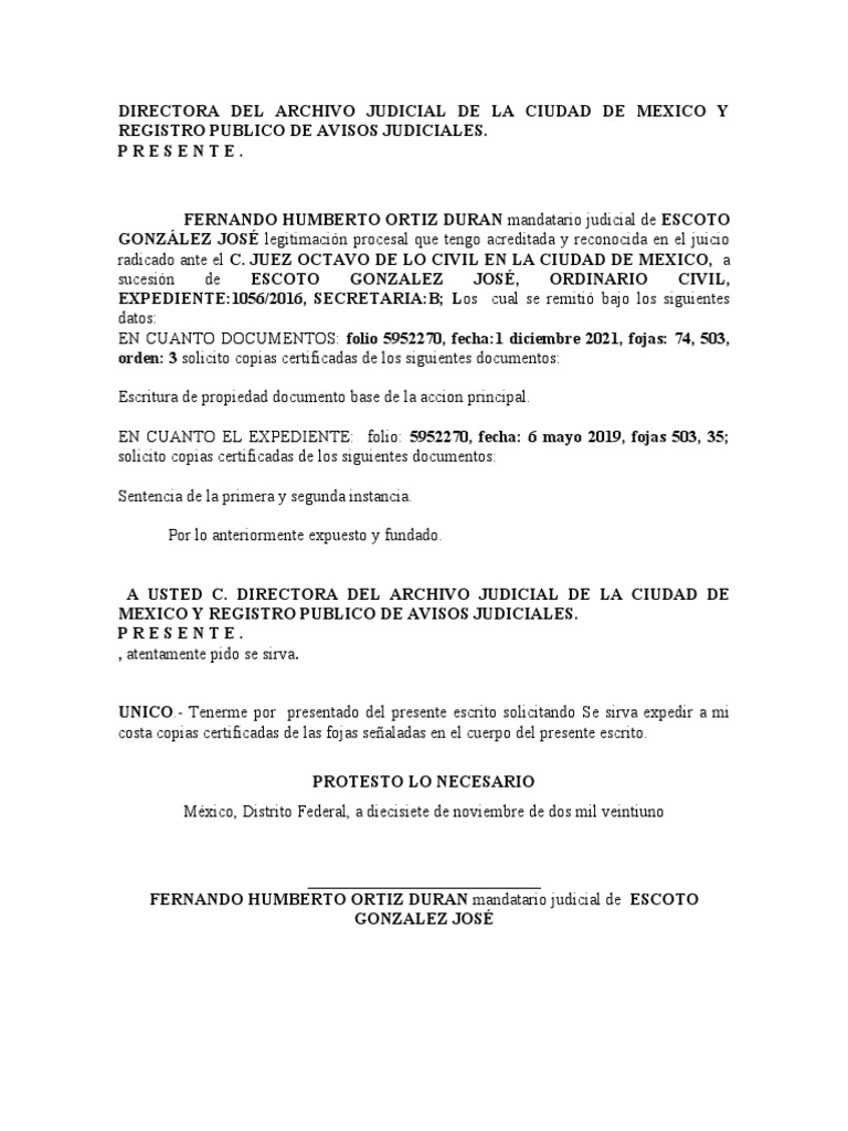 Archivo Solic Cop Cert ESCOTO GONZALEZ | PDF