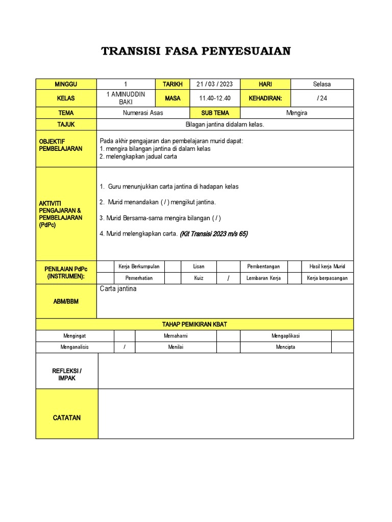 Tapak RPH Transisi 2023 | PDF