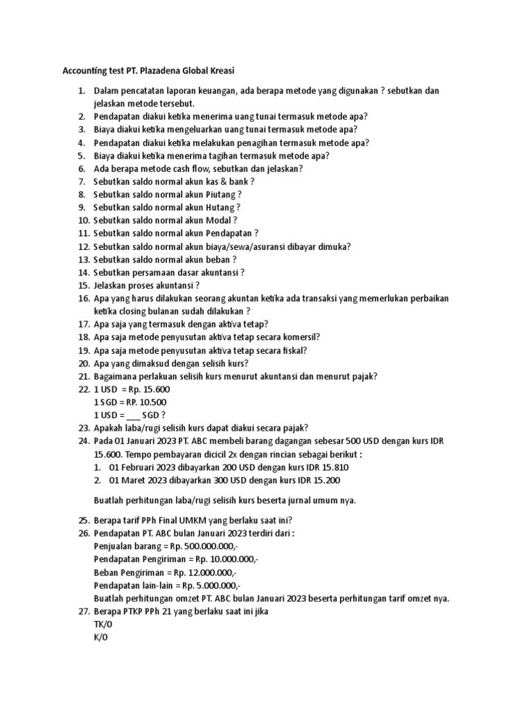 Soal Basic Accounting Plazadena | PDF