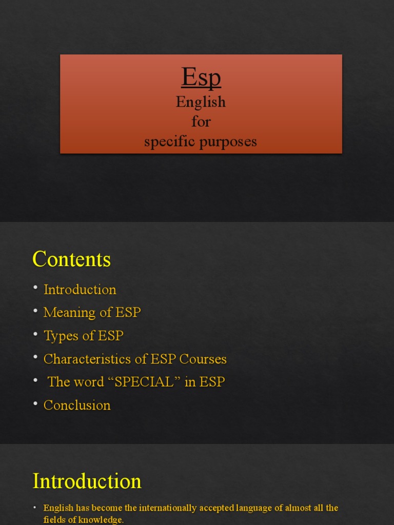 An Overview of English for Specific Purposes: Defining Characteristics ...