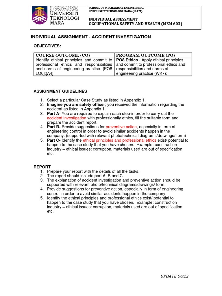 MEM603 Individual Assigment Guideline - EMD7M9B | PDF | Occupational ...