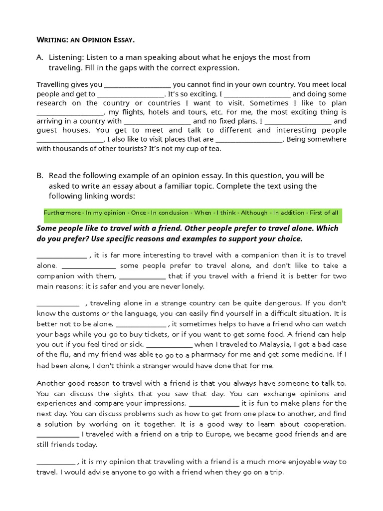 WRITING An Opinion Essay - Guideline | PDF | Reason | Cognitive Science