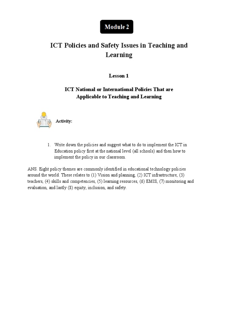 ICT Policies and Safety Issues in Teaching and Learning | PDF ...