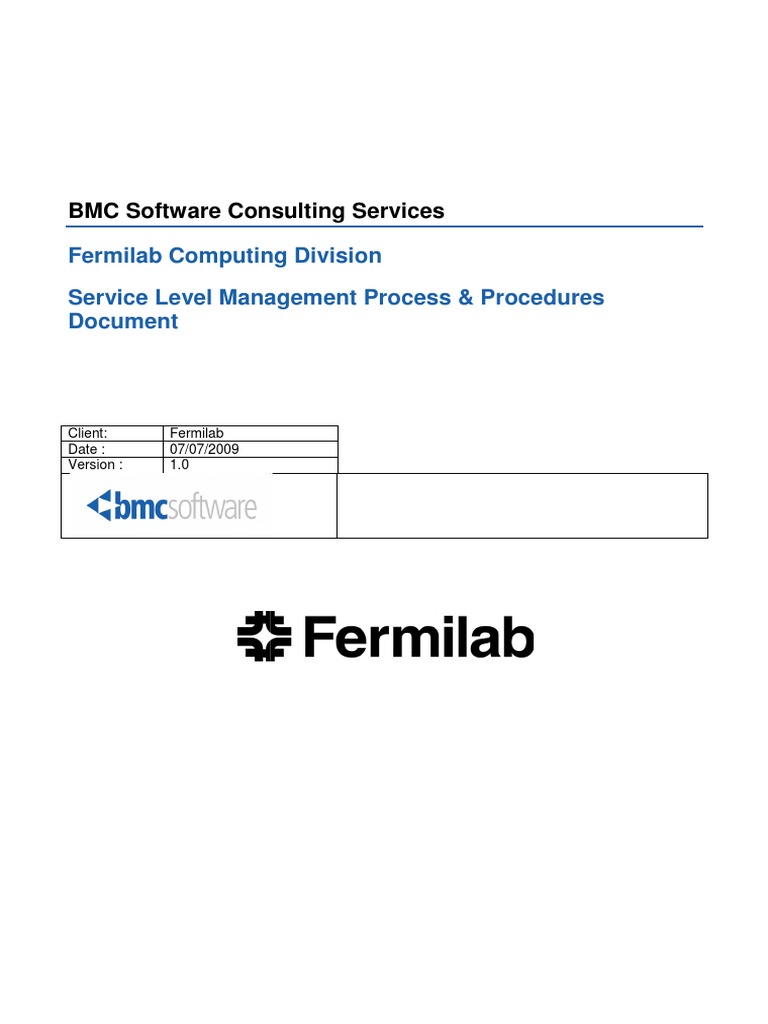 Fermilab Computing Division Service Level Management Process ...