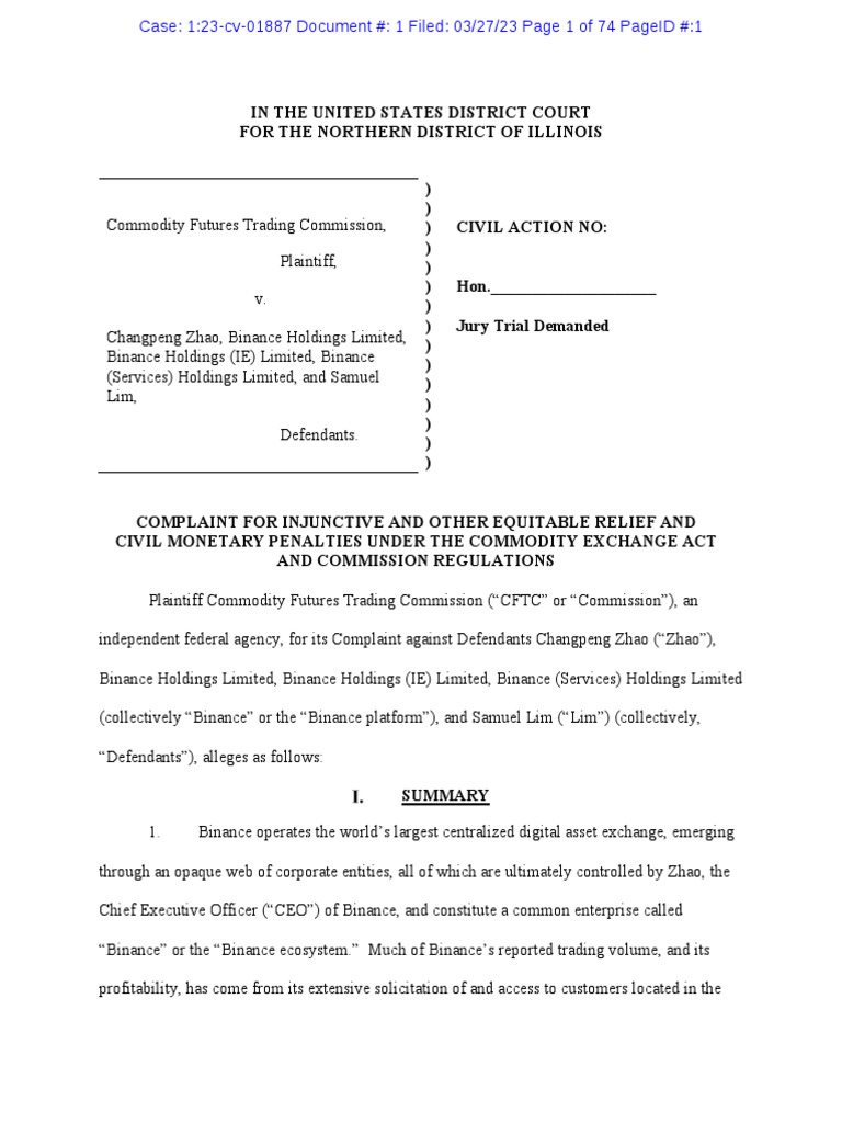 CFTC Binance | PDF | Derivative (Finance) | Futures Contract
