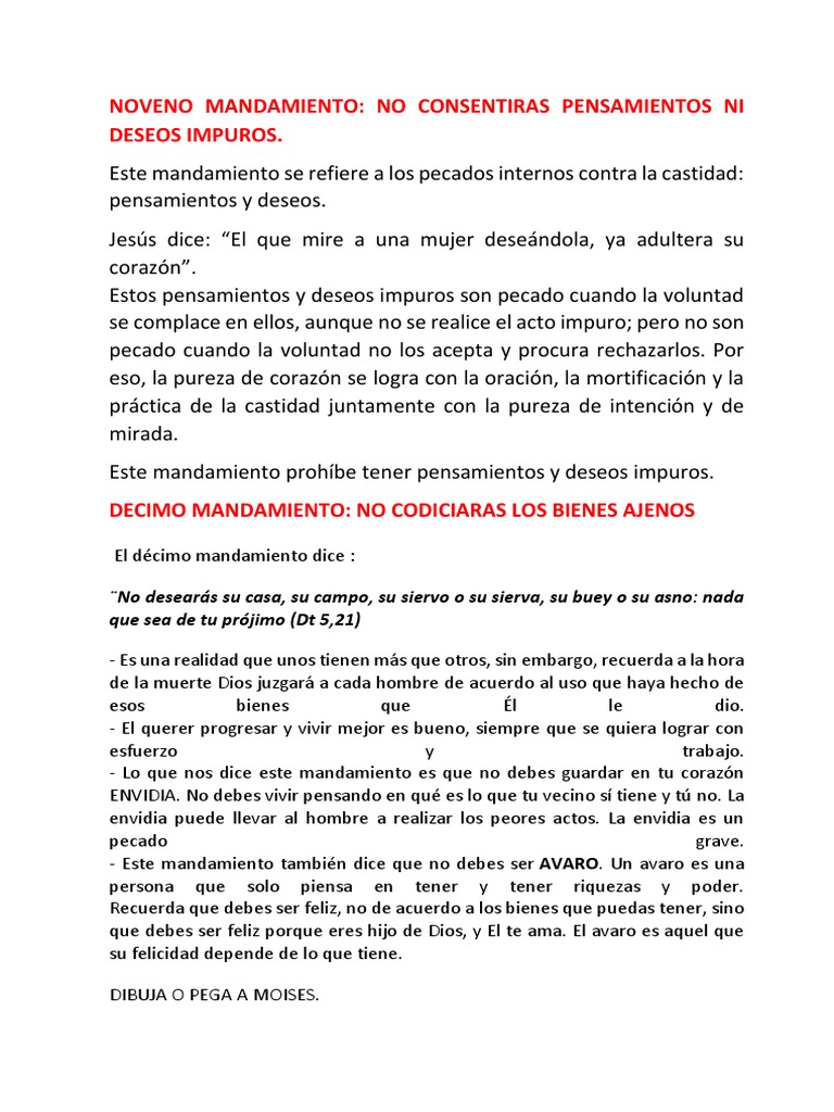 Noveno Mandamiento y Decimo Mandamiento. | PDF