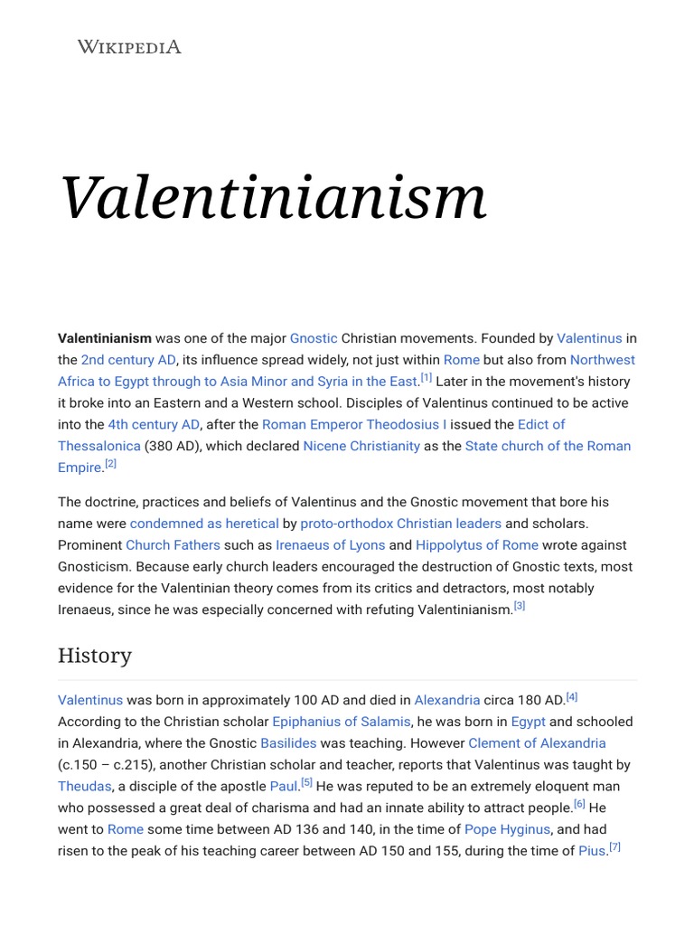 Valentinianism - Wikipedia | PDF | Gnosticism | Religious Faiths