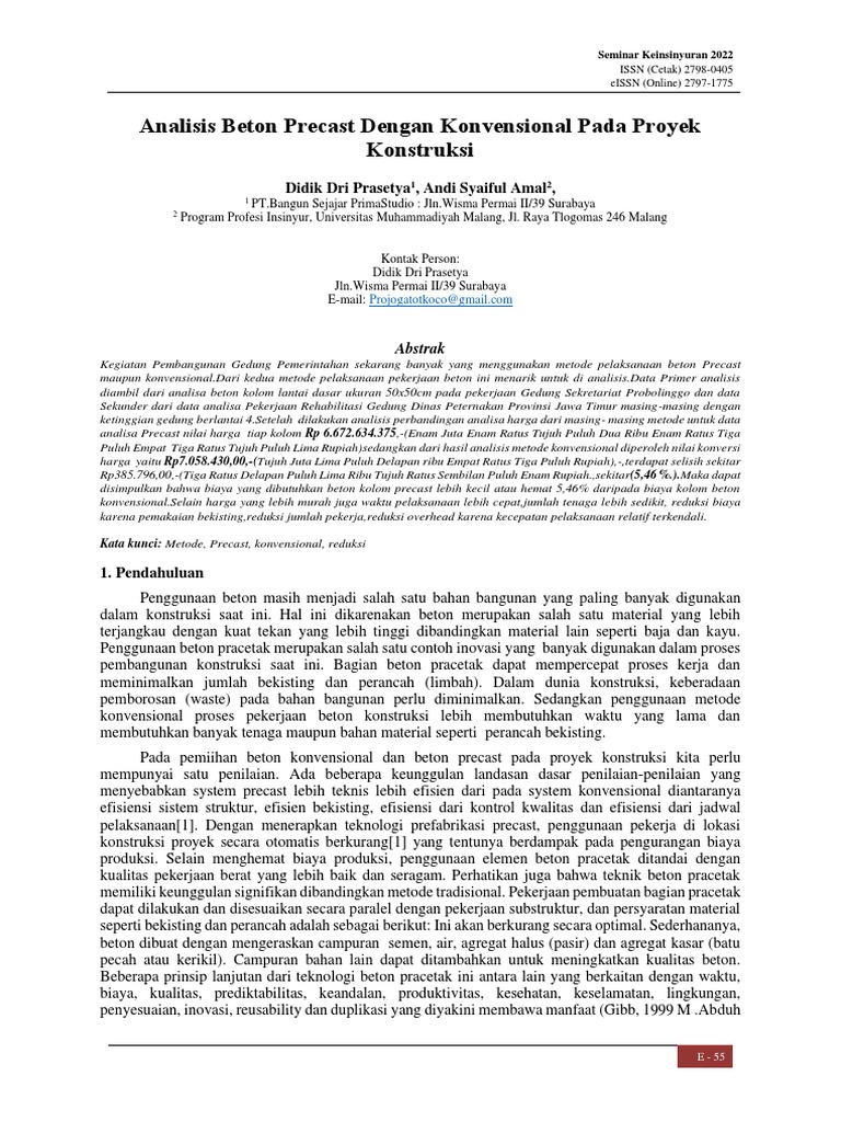 Analisis Efisiensi Beton Precast vs Konvensional | PDF