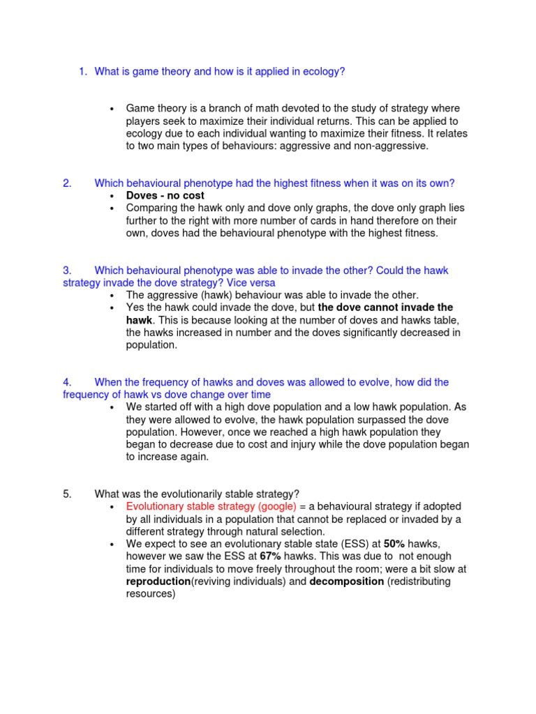 Hawk Vs Dove | PDF | Natural Selection | Evolutionary Biology