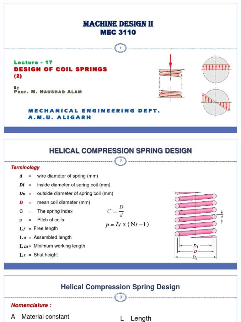Machine Design Ii: Design of Coil Springs | PDF | Strength Of Materials ...