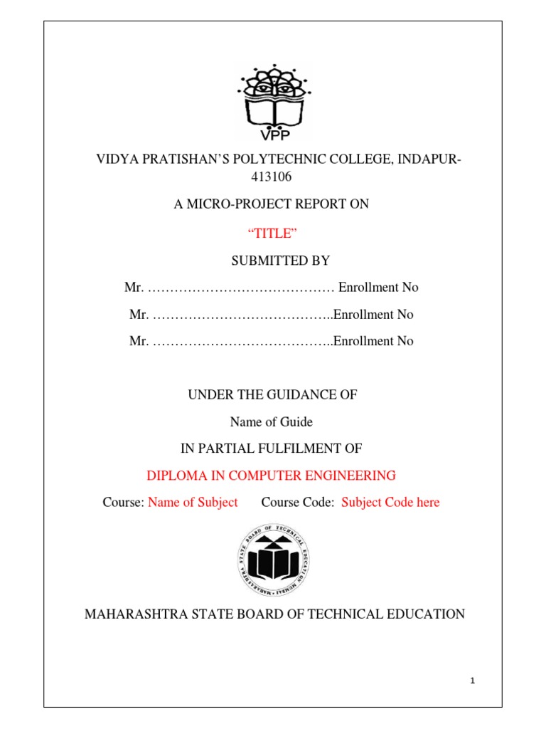Microproject Report Format Pdf Information Data 