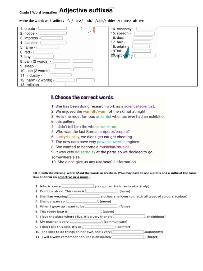 Grade 8 Word Formation | PDF