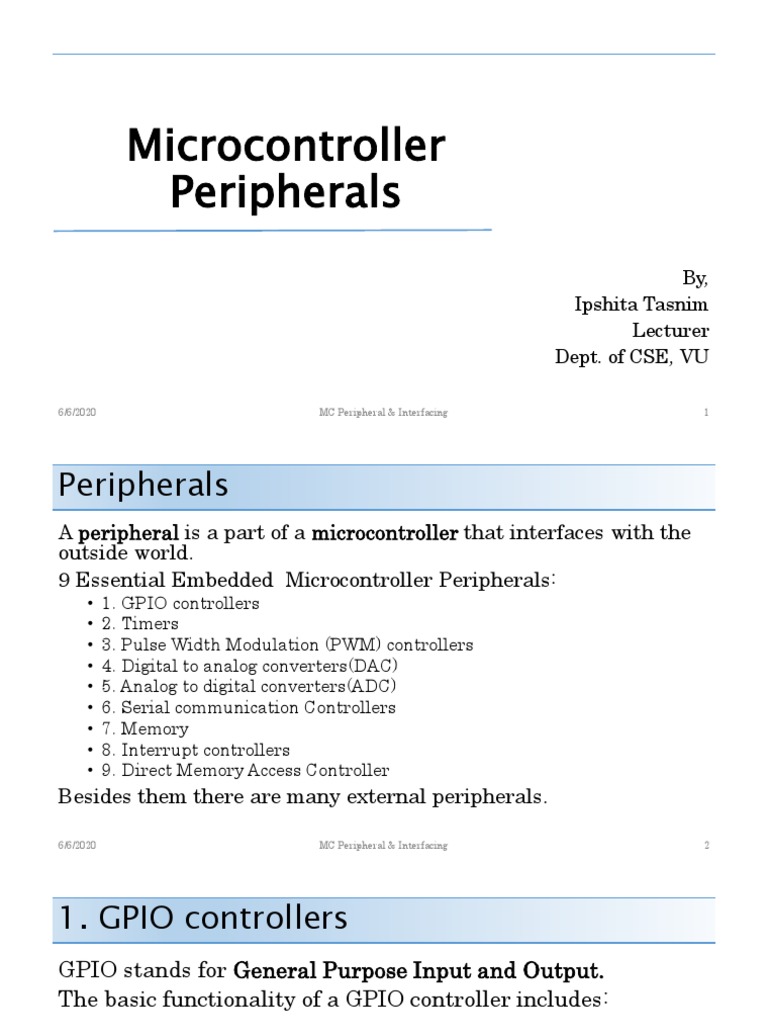 Periphrals & Interfacing Basics | PDF | Microcontroller | Analog To Digital Converter