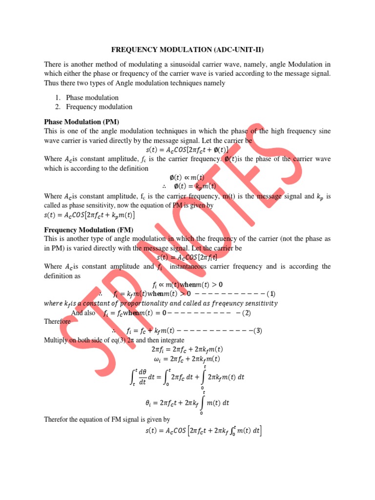 Frequency Modulation Techniques Explained | PDF | Detector (Radio ...