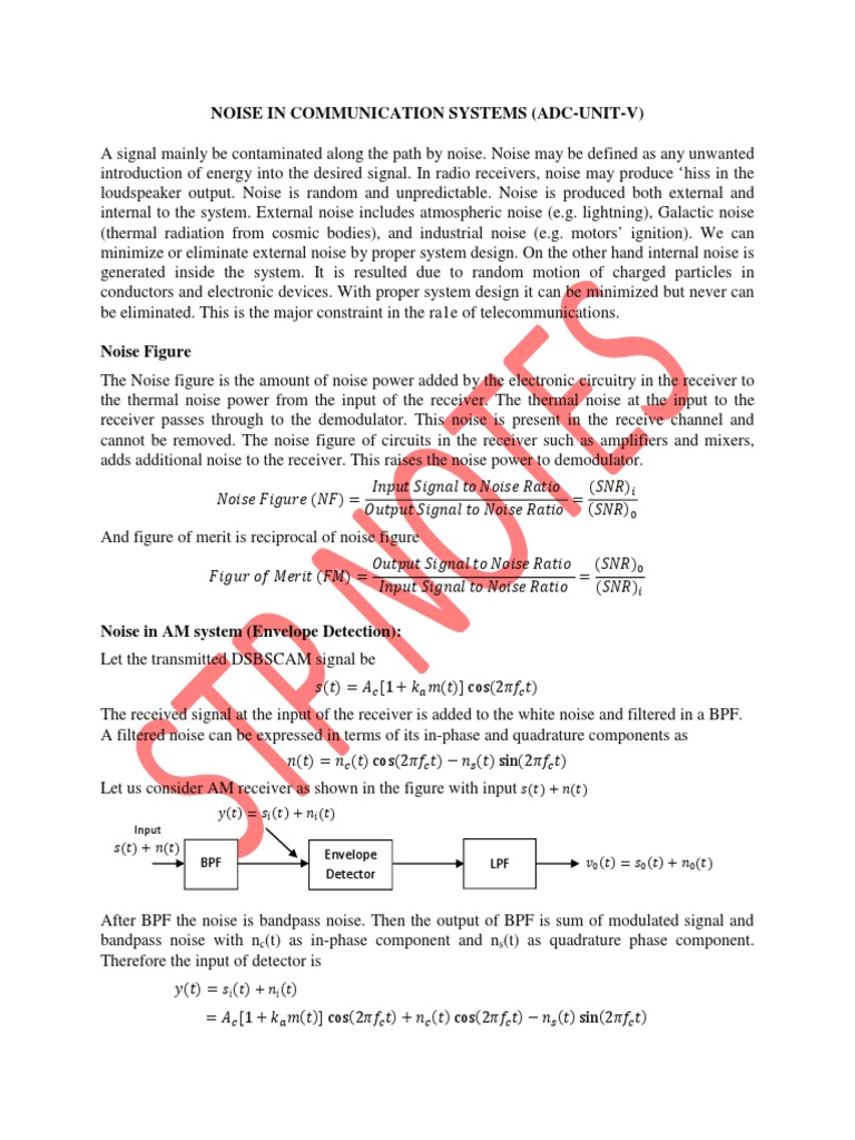 STP VJIT ADC Notes UNIT-V | PDF | Detector (Radio) | Signal To Noise Ratio