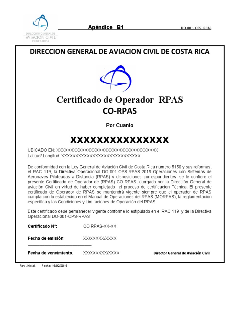 Ap Ndice B1 DO RPAS CO y Habilitaciones y Especificaciones de Operacion | PDF | Vehículo aéreo ...