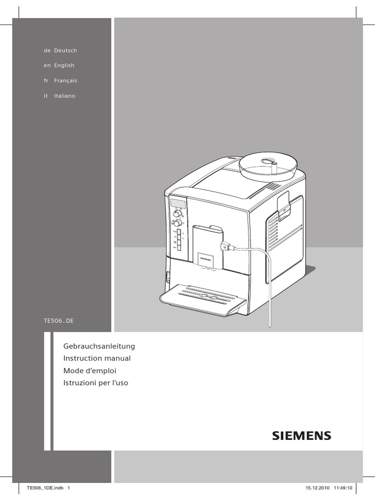TE506501DE V - Siemens Eq 5 Macchiatoplus 189 - BA | PDF | Italian ...