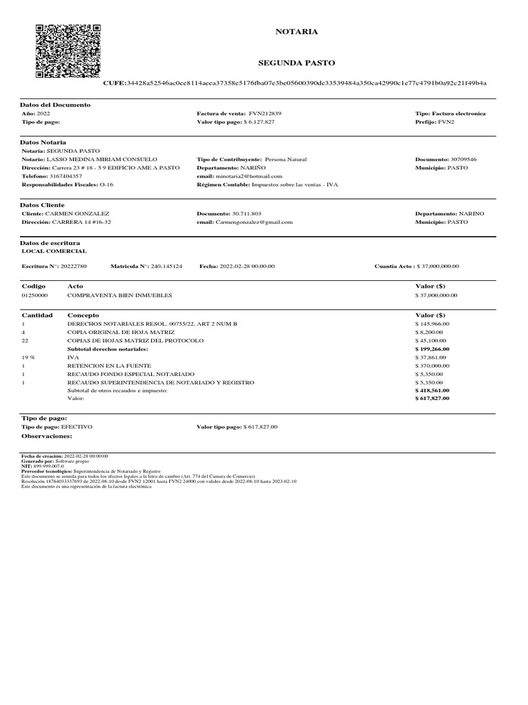 Factura Notaria | PDF | Factura | Business