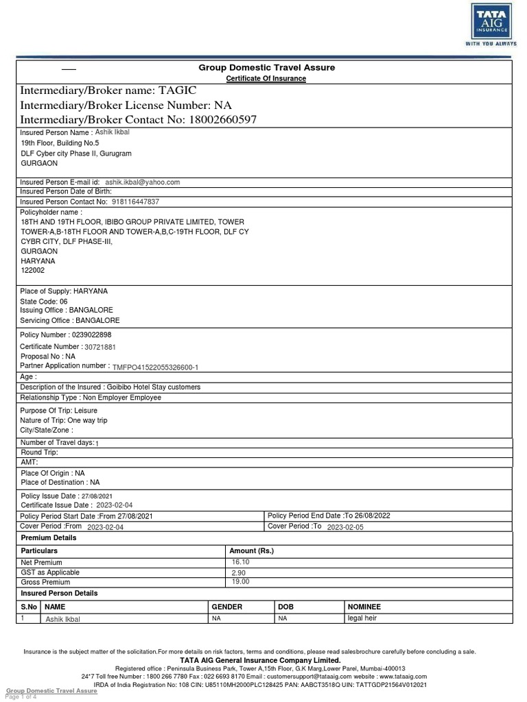 Tata Aig | PDF | Insurance | Business
