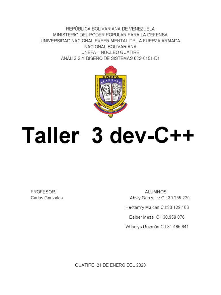 Taller 3 Dev-C++ | PDF | Programación de computadoras