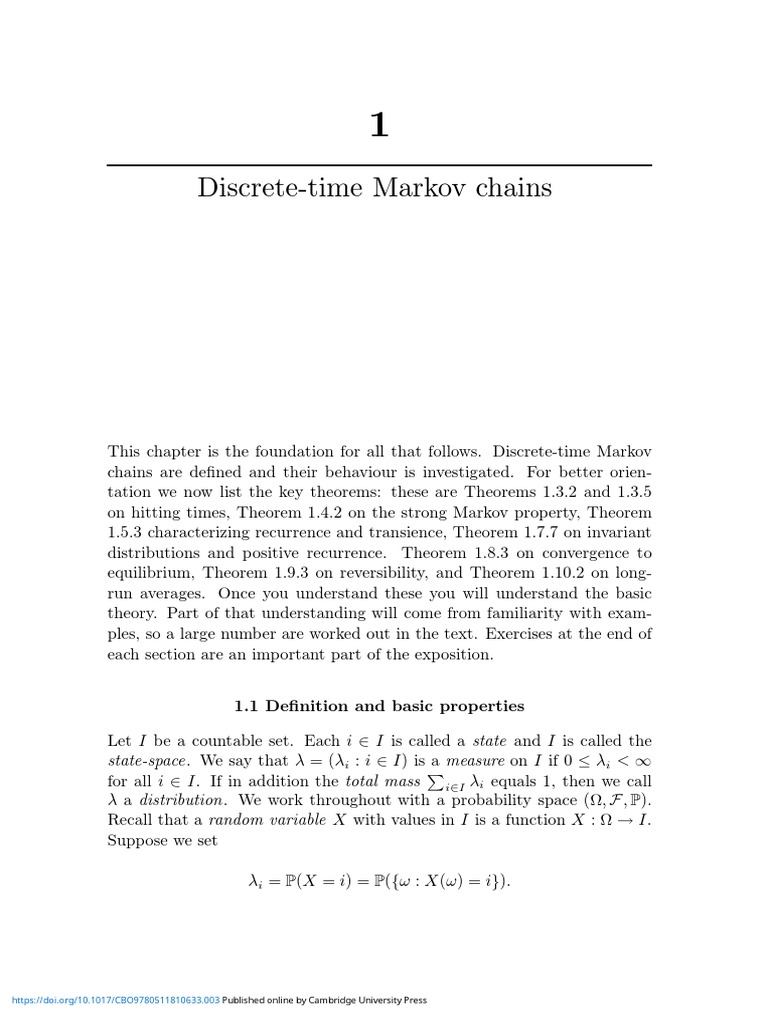 Discrete Time Markov Chains | PDF | Markov Chain | Mathematics