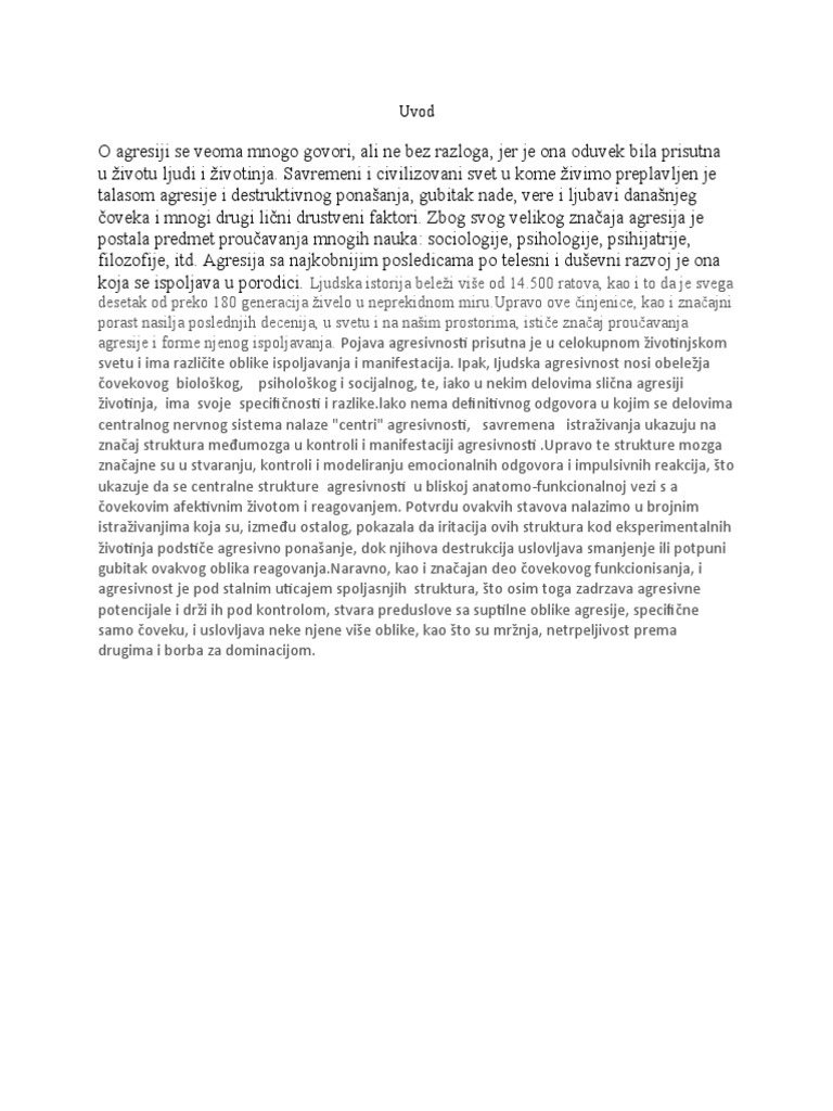 Agresija I Agresivnost | PDF