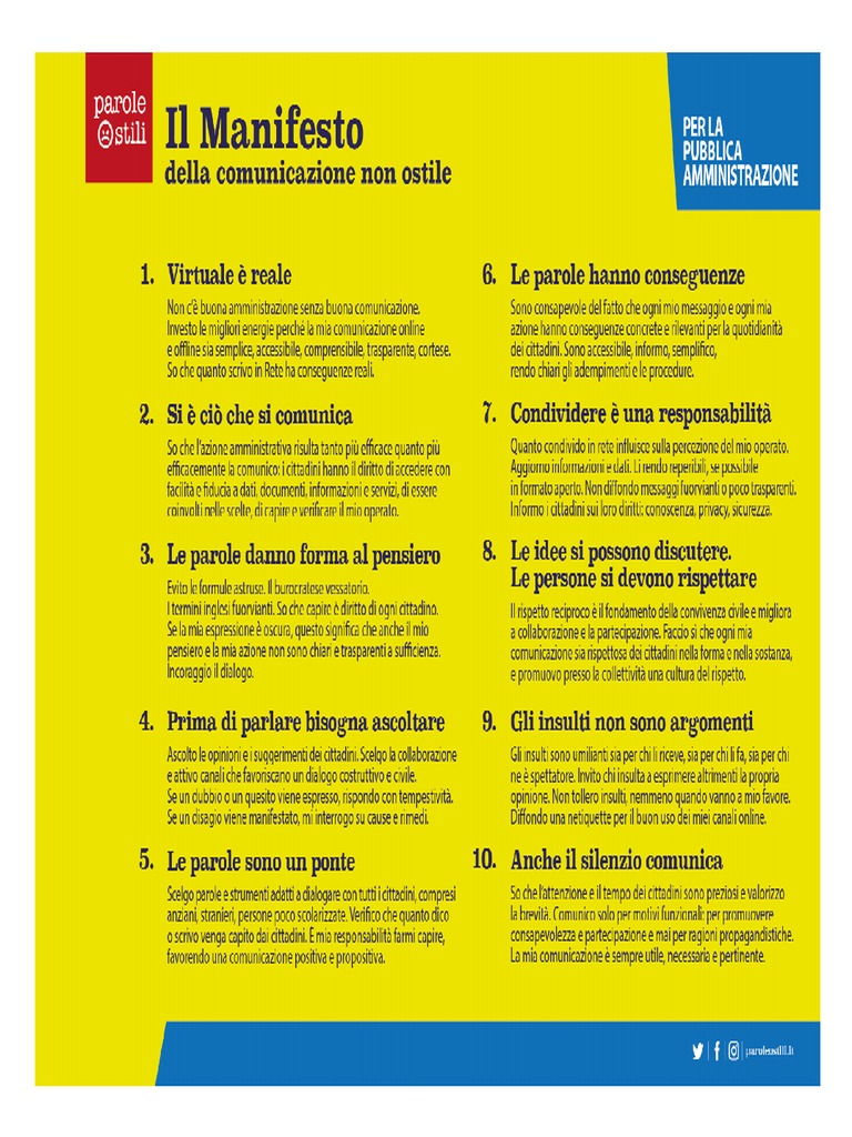 2022-03-25 - Il Manifesto Della Comunicazione Non Ostile | PDF