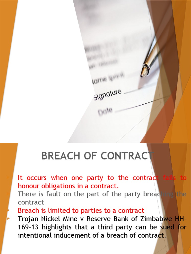 Breach of Contract and Remedies For Breach | PDF | Breach Of Contract ...