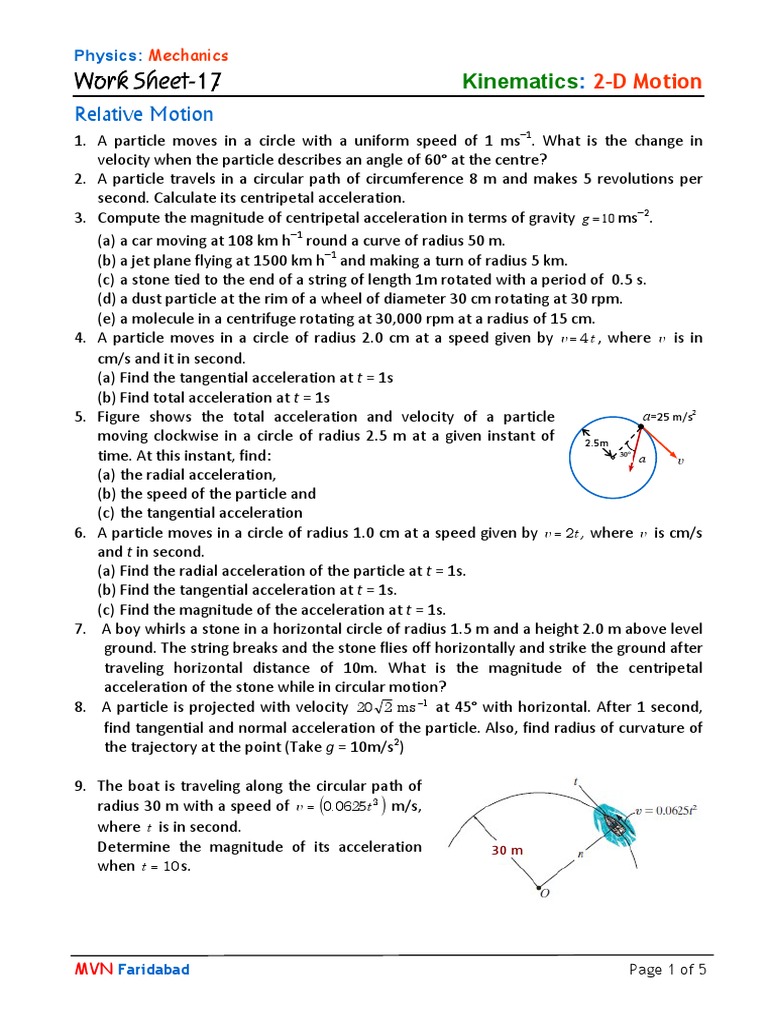WS-17 - KN - Circular Motion | PDF | Acceleration | Speed