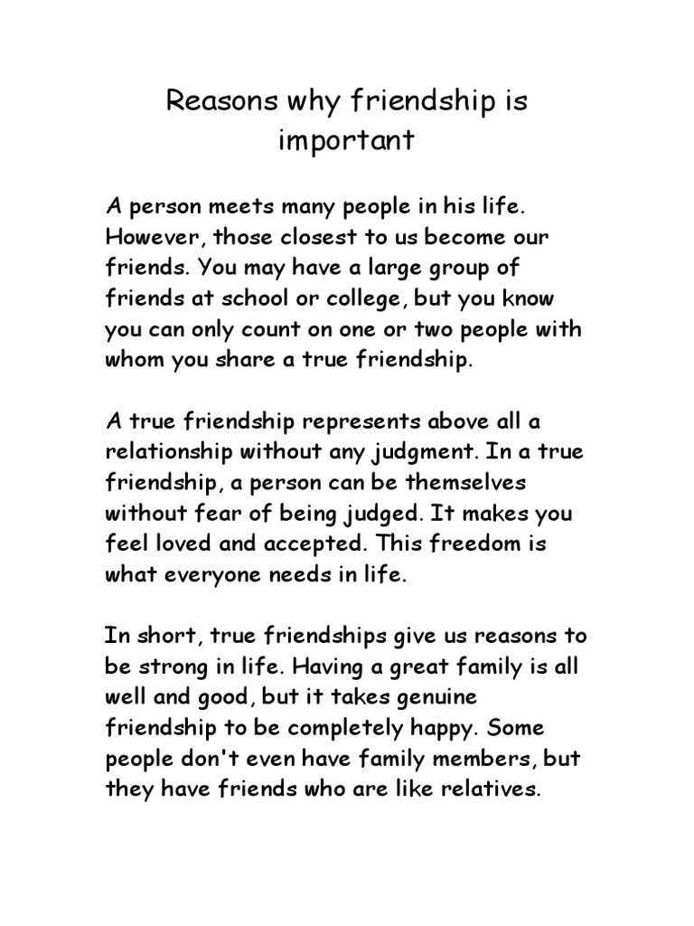 Reasons Why Friendship Is Important | PDF
