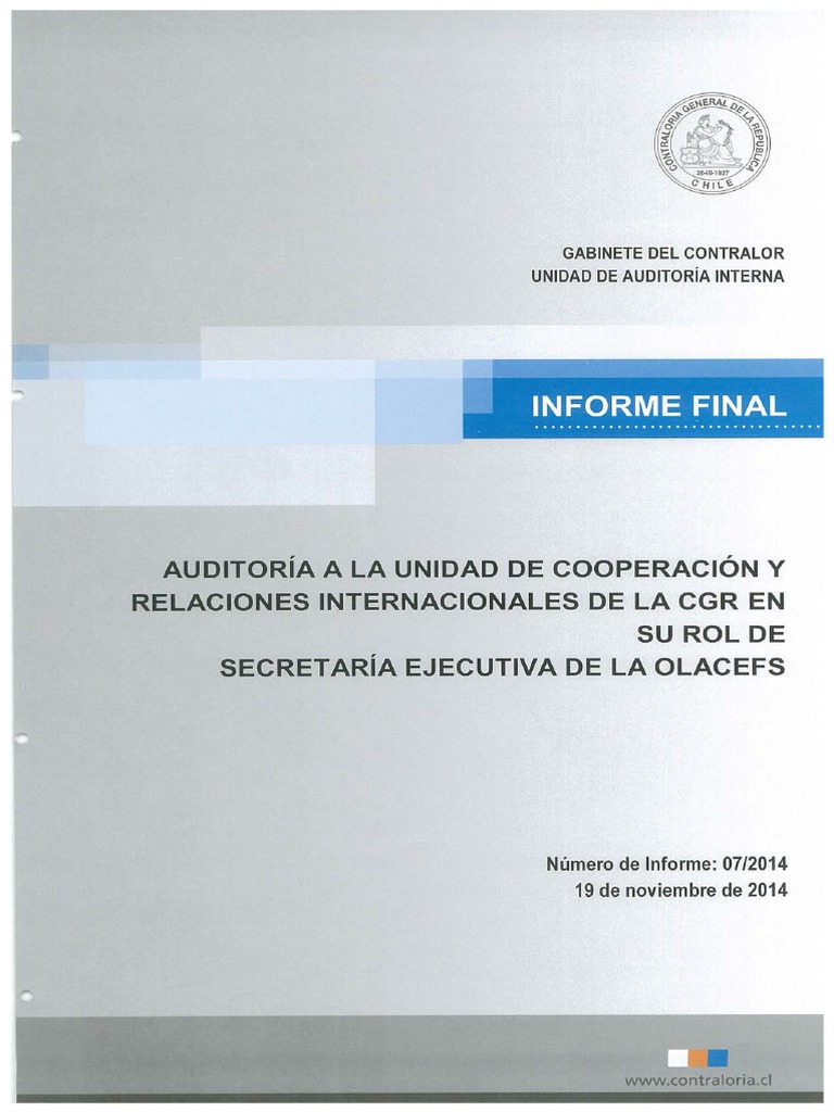 Auditoría A La Unidad de Cooperación Y Relaciones Internacionales de La ...