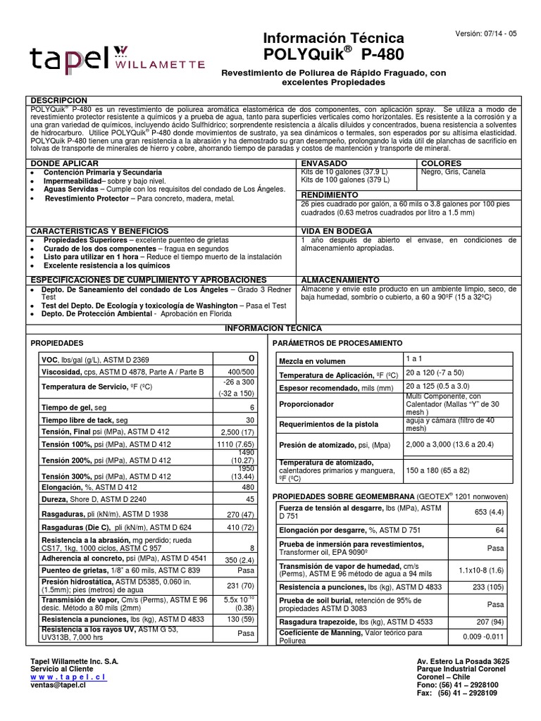 Polyquik P 480 | PDF | Revestimiento | Química