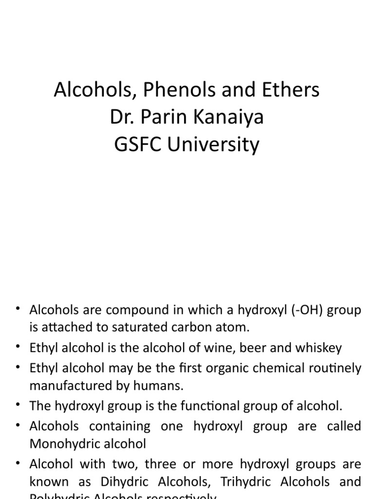 Alcohols | PDF | Ester | Ethanol