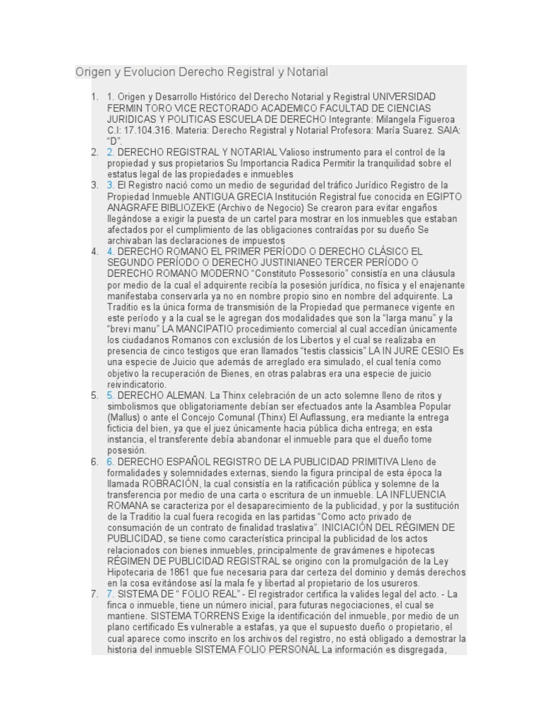 Origen y Evolucion Derecho Registral y Notarial | PDF | Propiedad | Derecho Civil (Common Law)