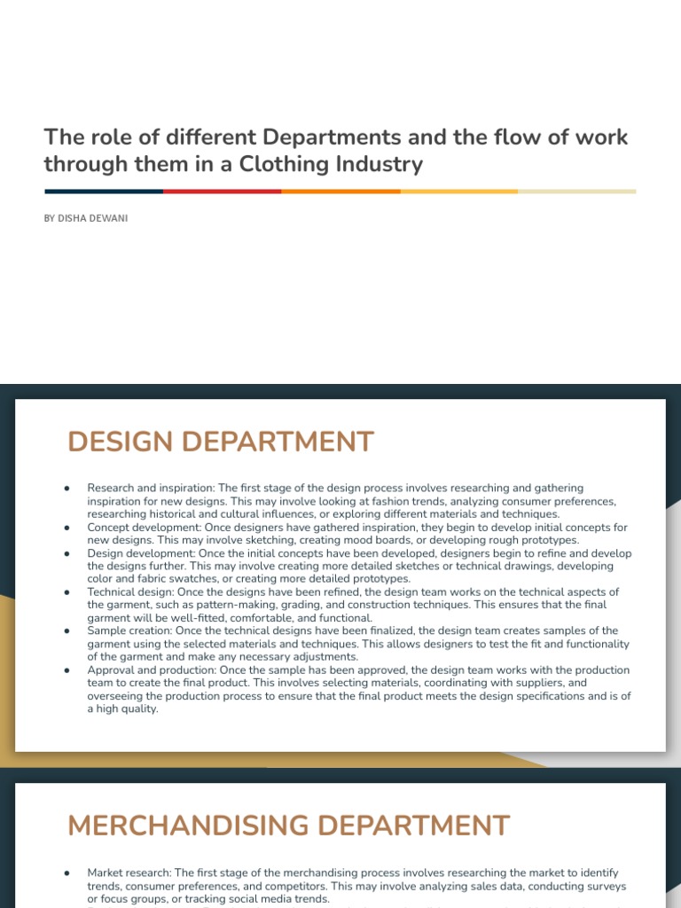 Departments in Clothing Production Process | PDF | Sewing | Product ...