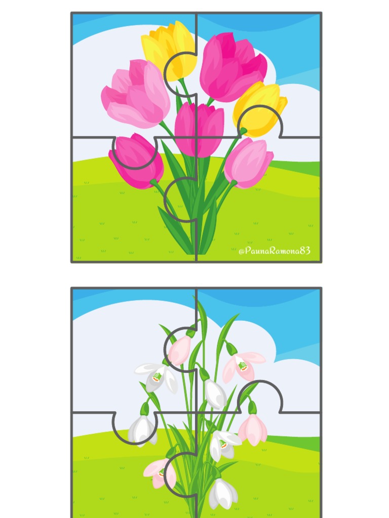 Flori de Primăvară Puzzle 4-9 Piese | PDF