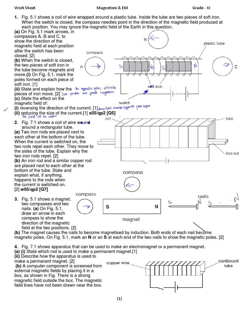 Worksheet-Magnetism&EM (2001 To 2017) - Final PDF | PDF | Compass ...
