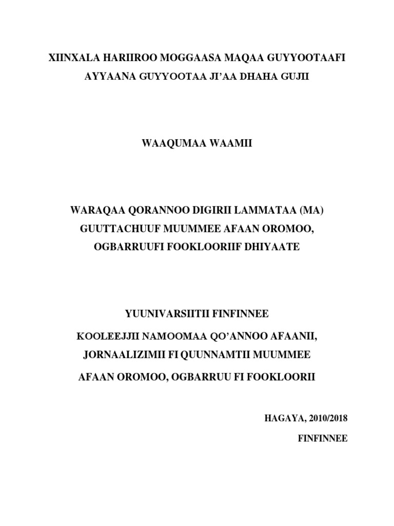 Dhaha Oromoo Gujii - Waaqumaa Waamiitiin | PDF